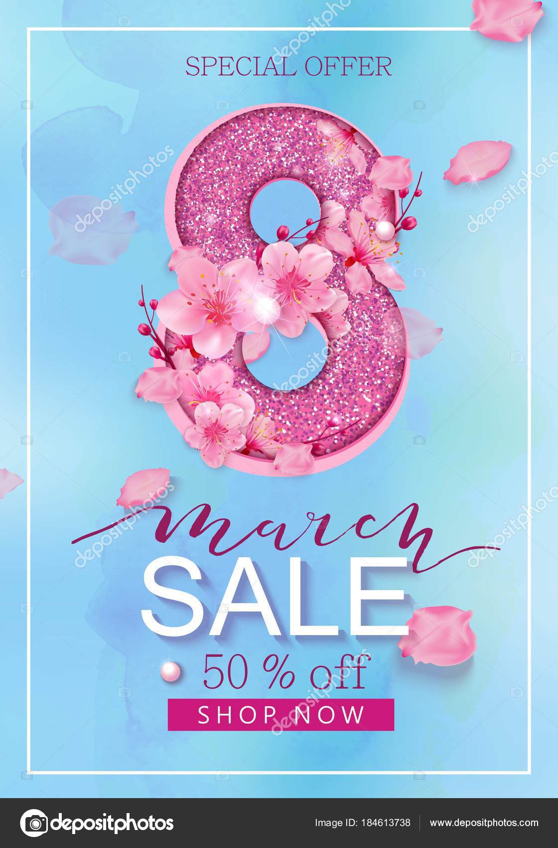 March Background Design Flowers Pearls Stock Vector Image by ©Olga_C ...