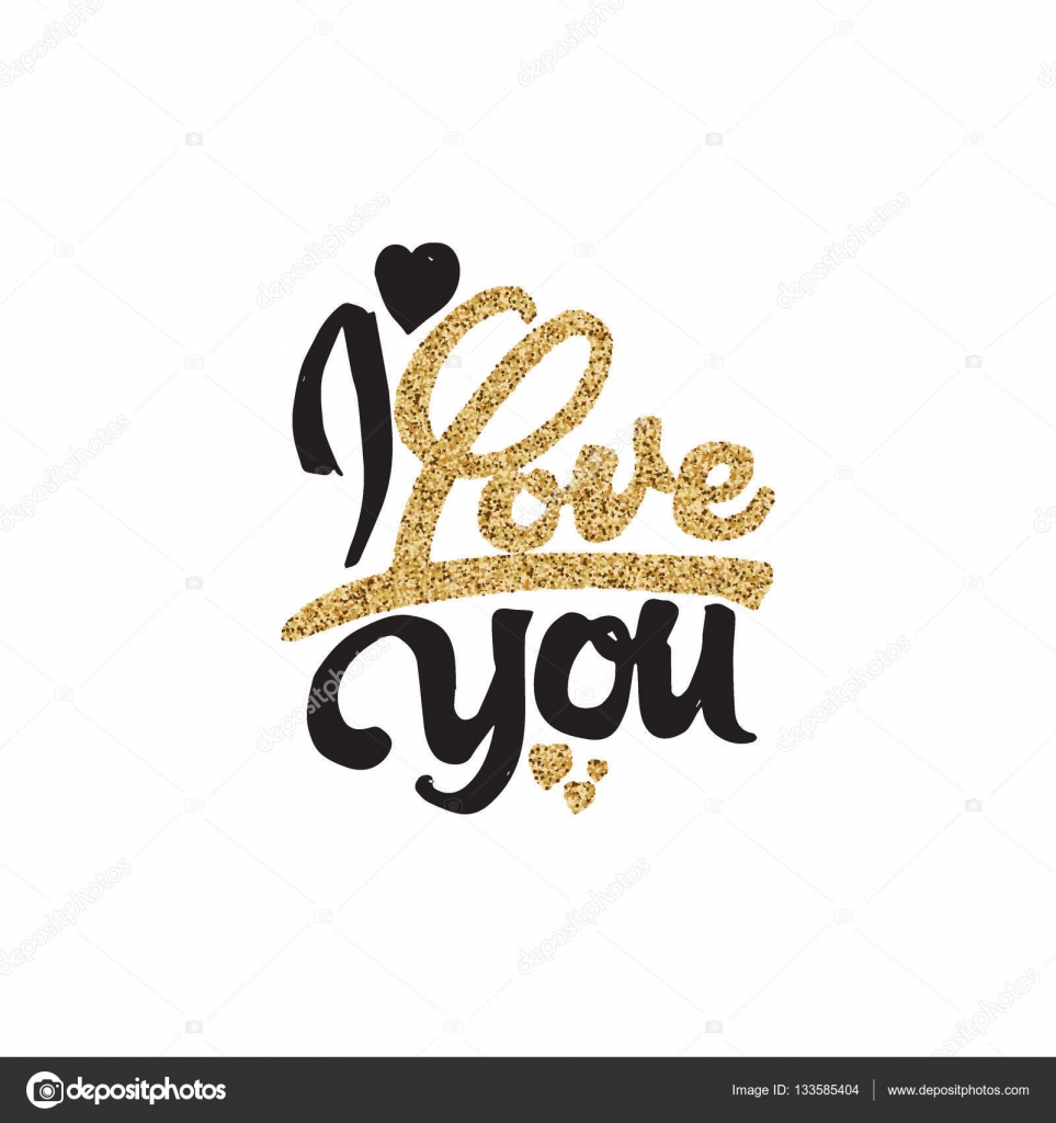 I love you Hand Lettering gold paint, similar to the foil. Handmade ...