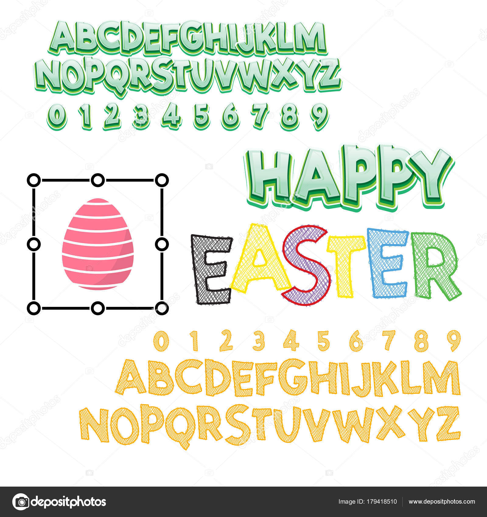 Happy Easter - font. Vector alphabet.Hand Lettering script font ...