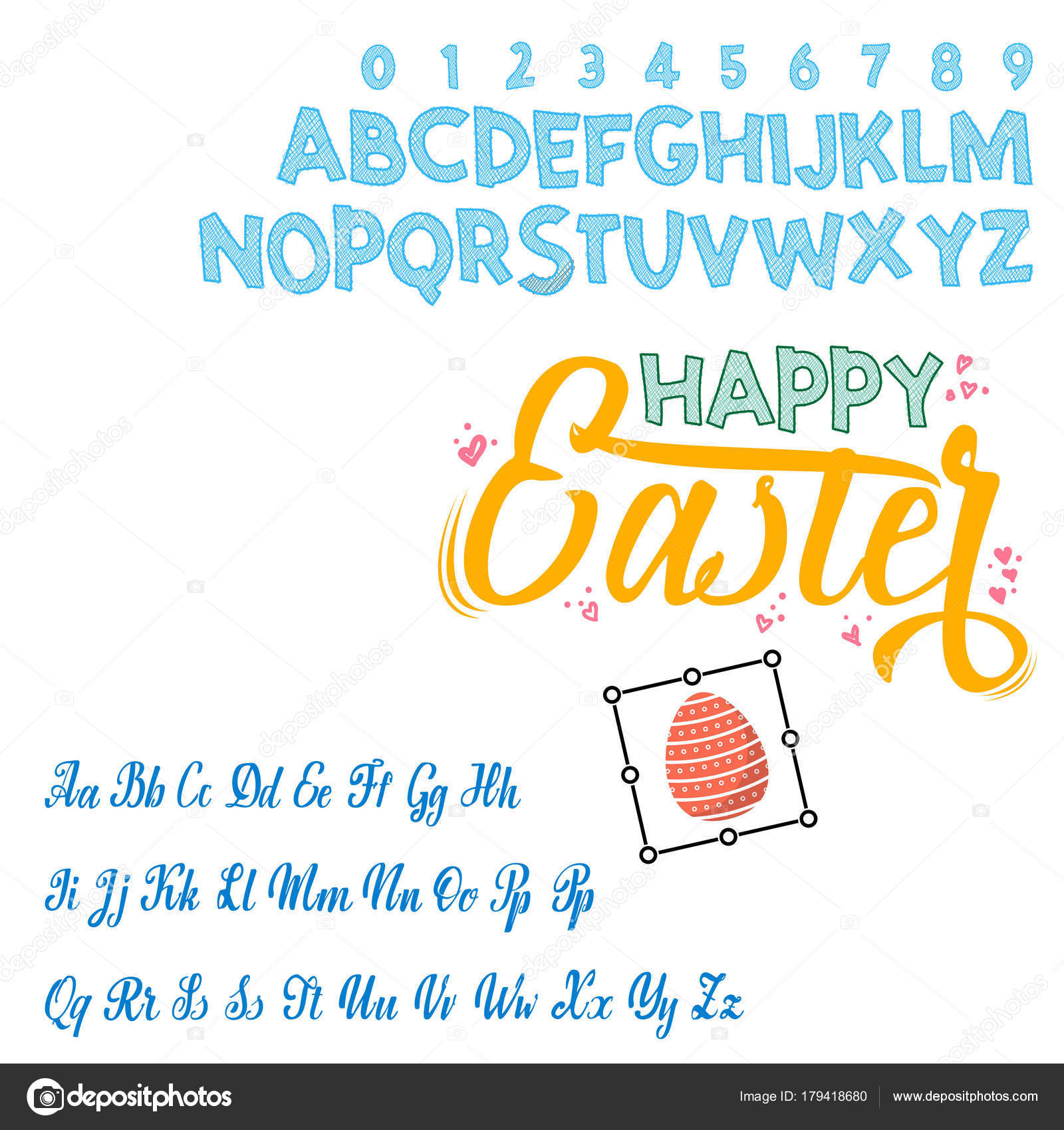 Happy Easter - font. Vector alphabet.Hand Lettering script font ...