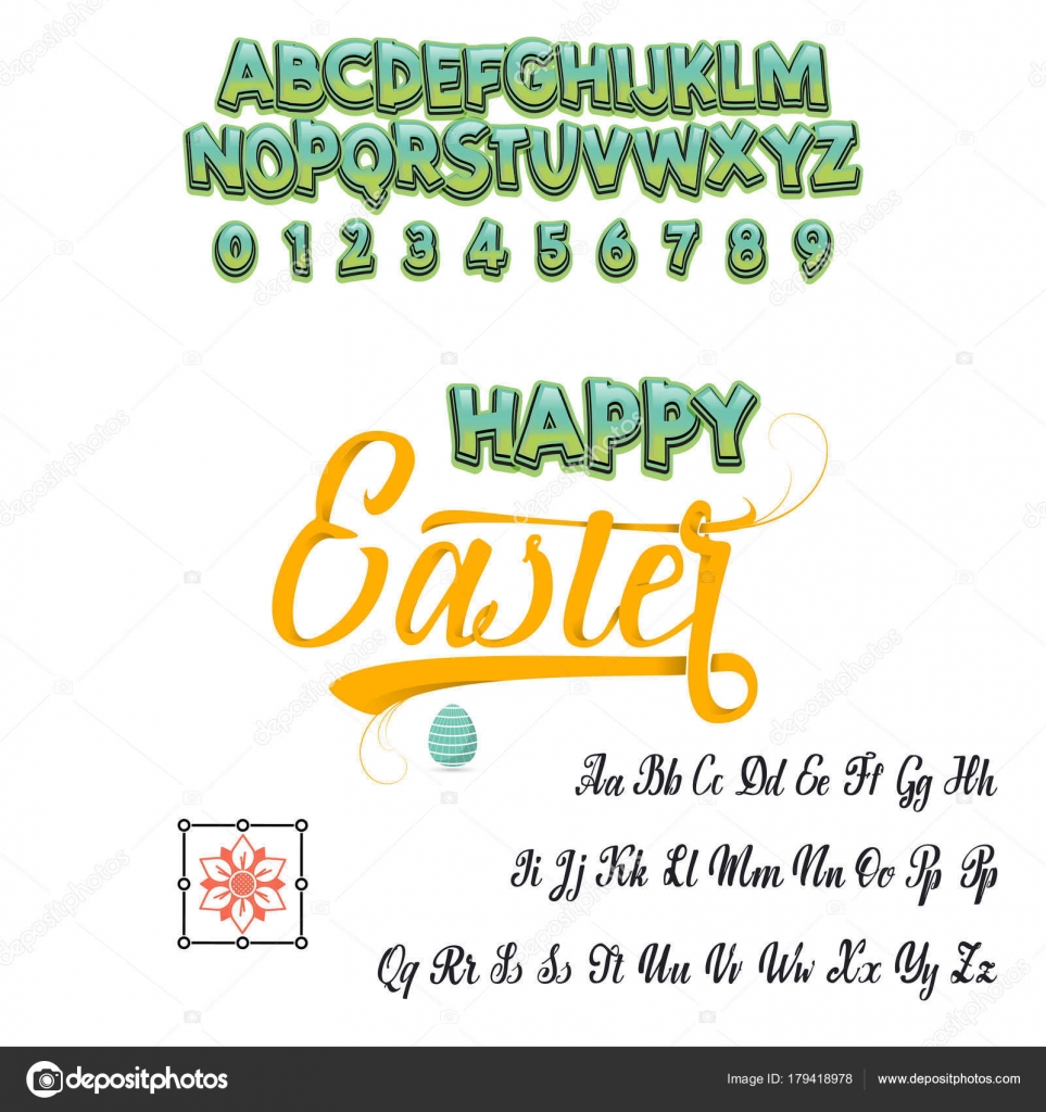 Feliz Pascua - fuente. Alfabeto vectorial. Letras de mano. Alfabeto ...
