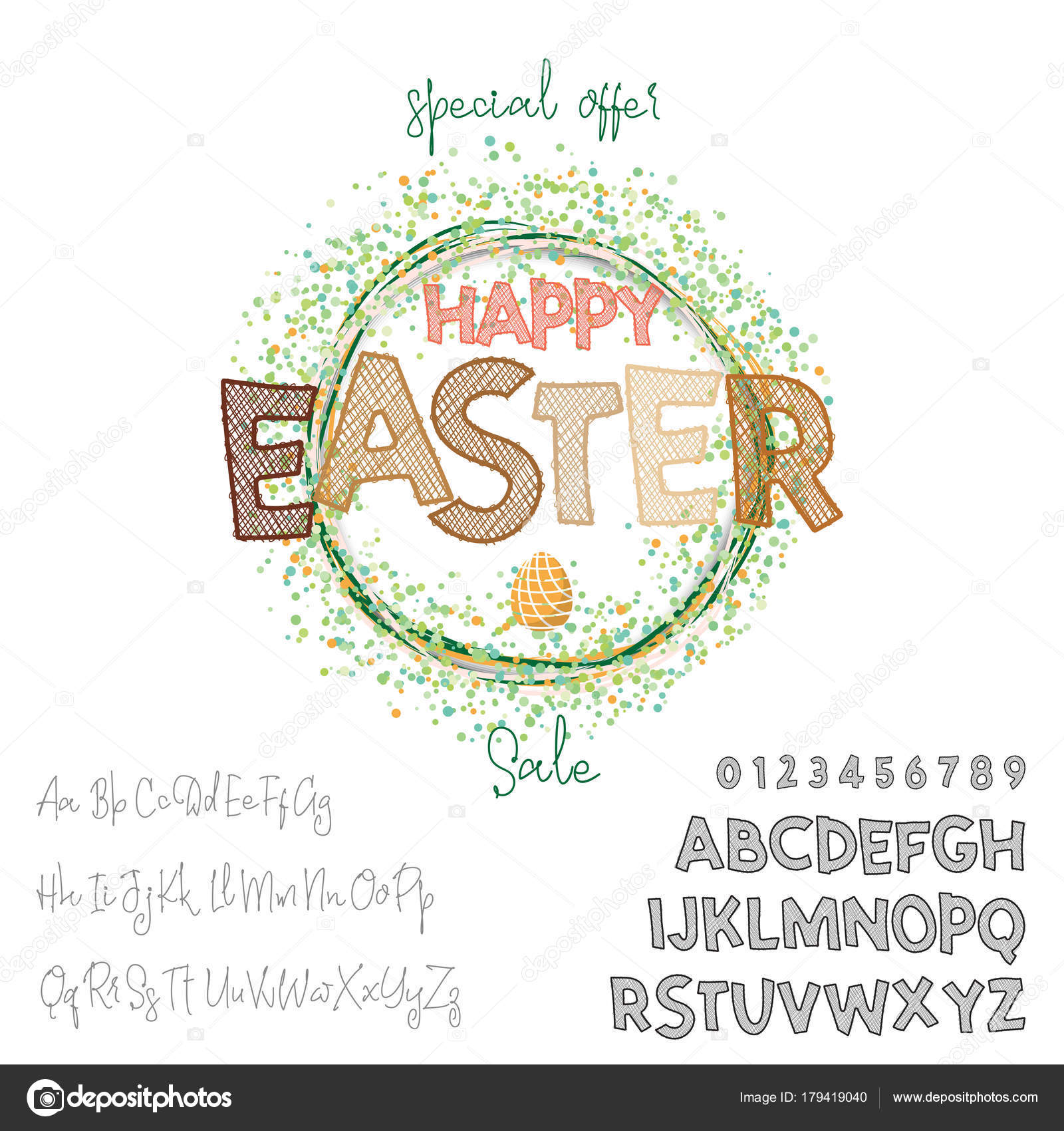 Happy Easter - font. Vector alphabet.Hand Lettering script font ...