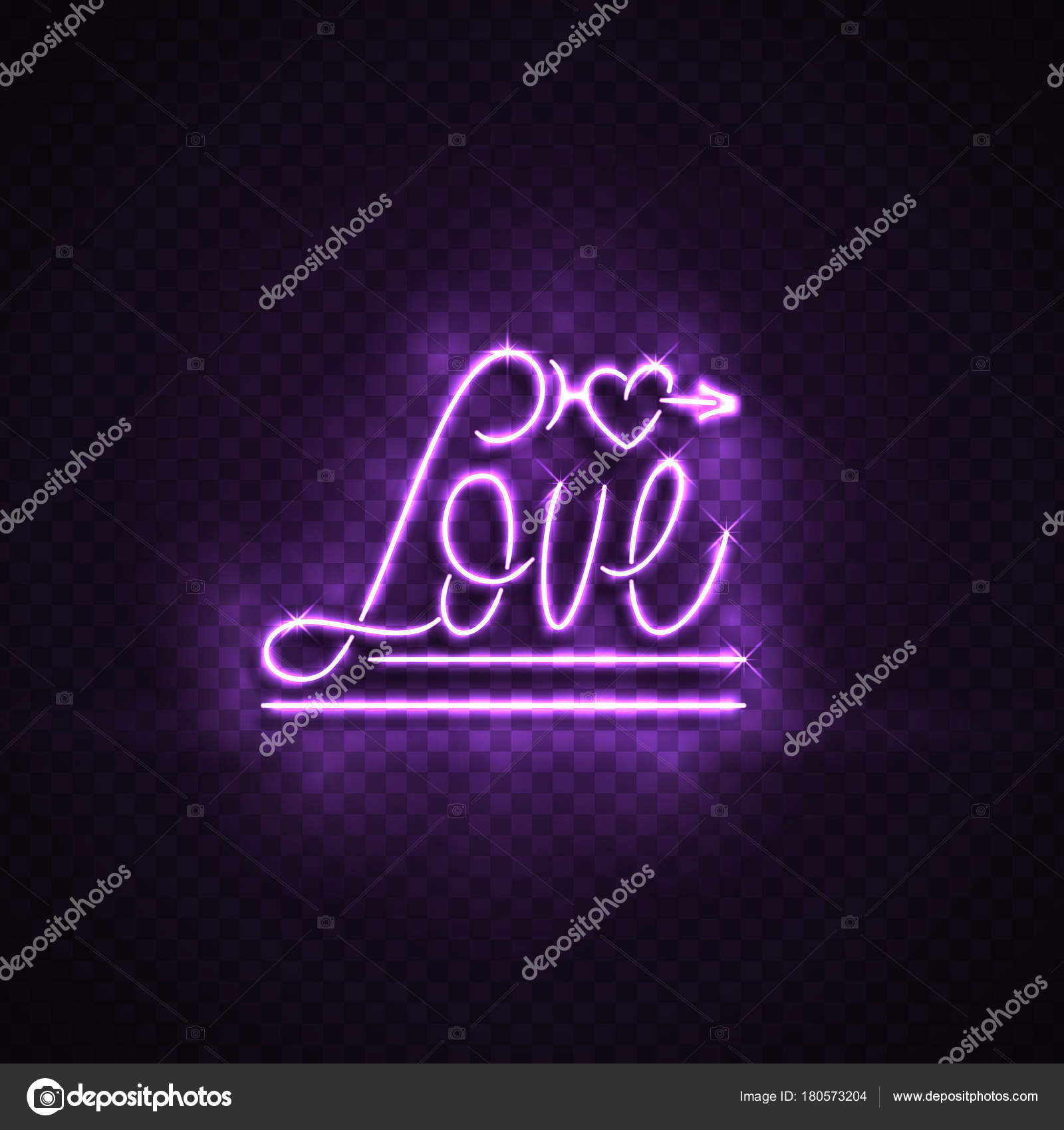 Neon sign, the word love on a brick wall background. Element for the St ...
