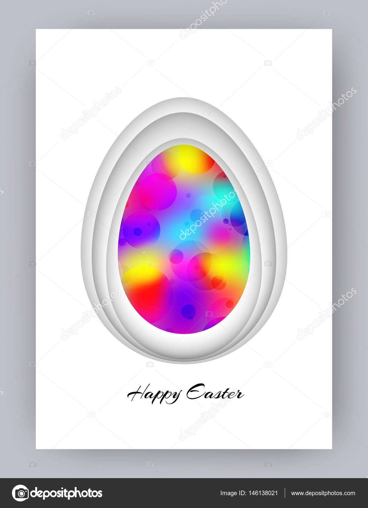 Huevo de Pascua-logo-3D-set-card-rainbow-background-A4 Vector de stock ...