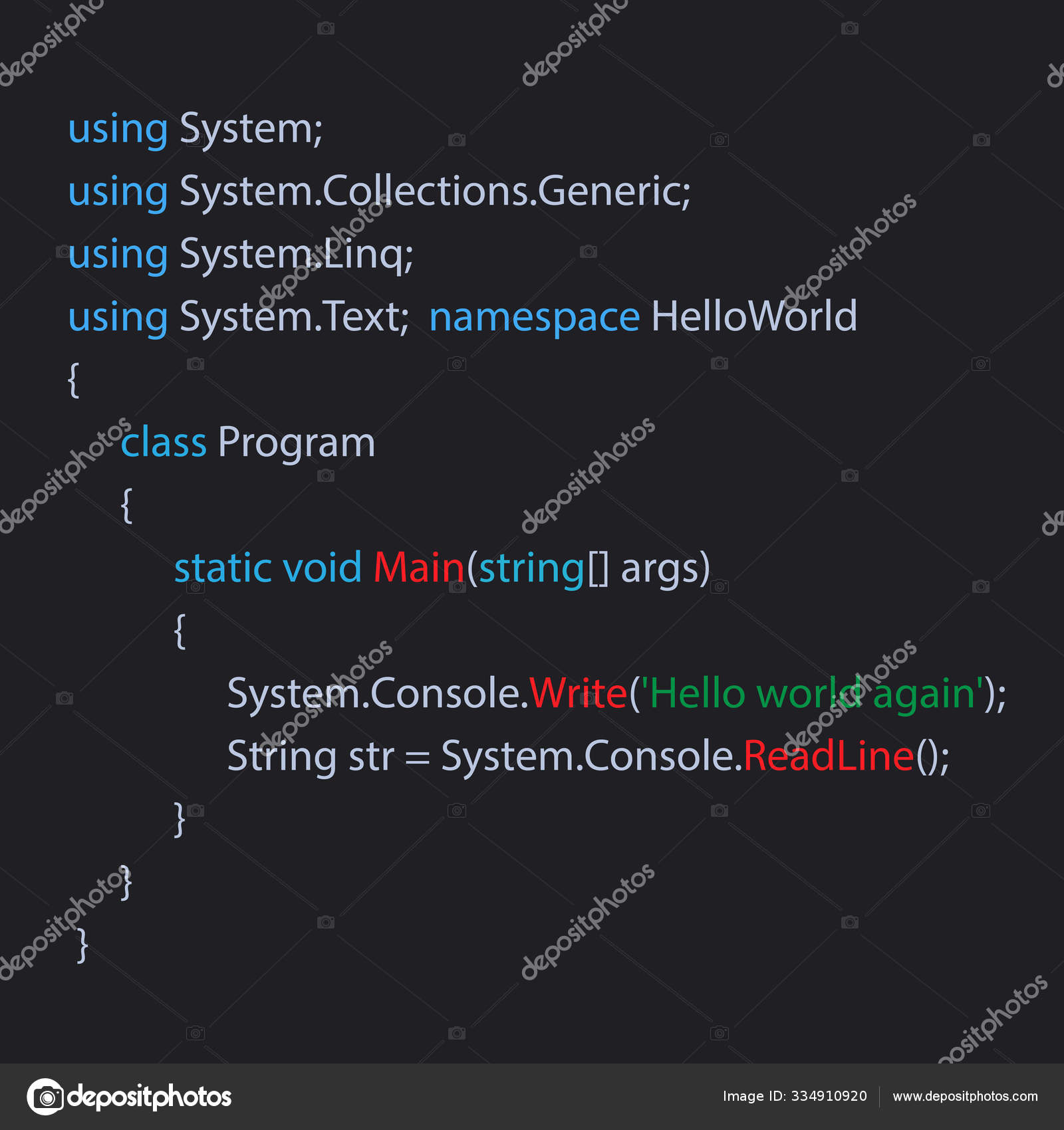 C Sharp Code Text Computer Software Coding Vector Concept Computer Science Lesson Stock