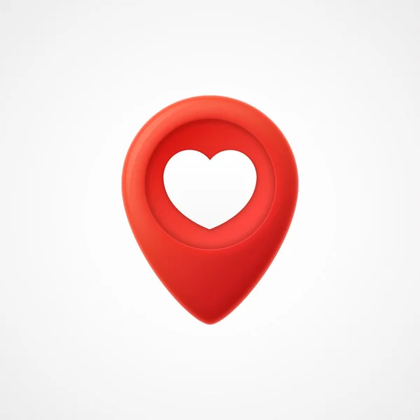 Vector map pointer with a loving heart icon. Place location symb ...