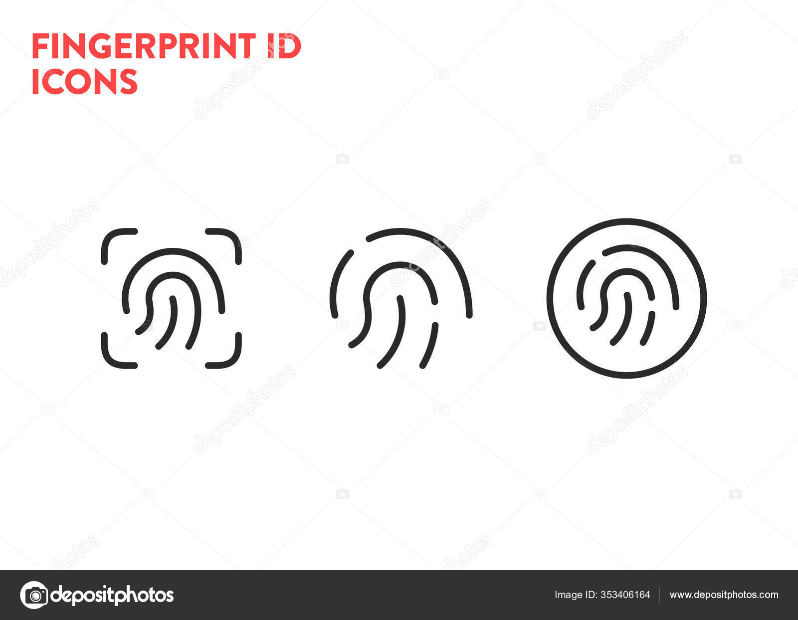 Icons Fingerprint Scanning Process Icons Fingerprint Detection Symbols ...