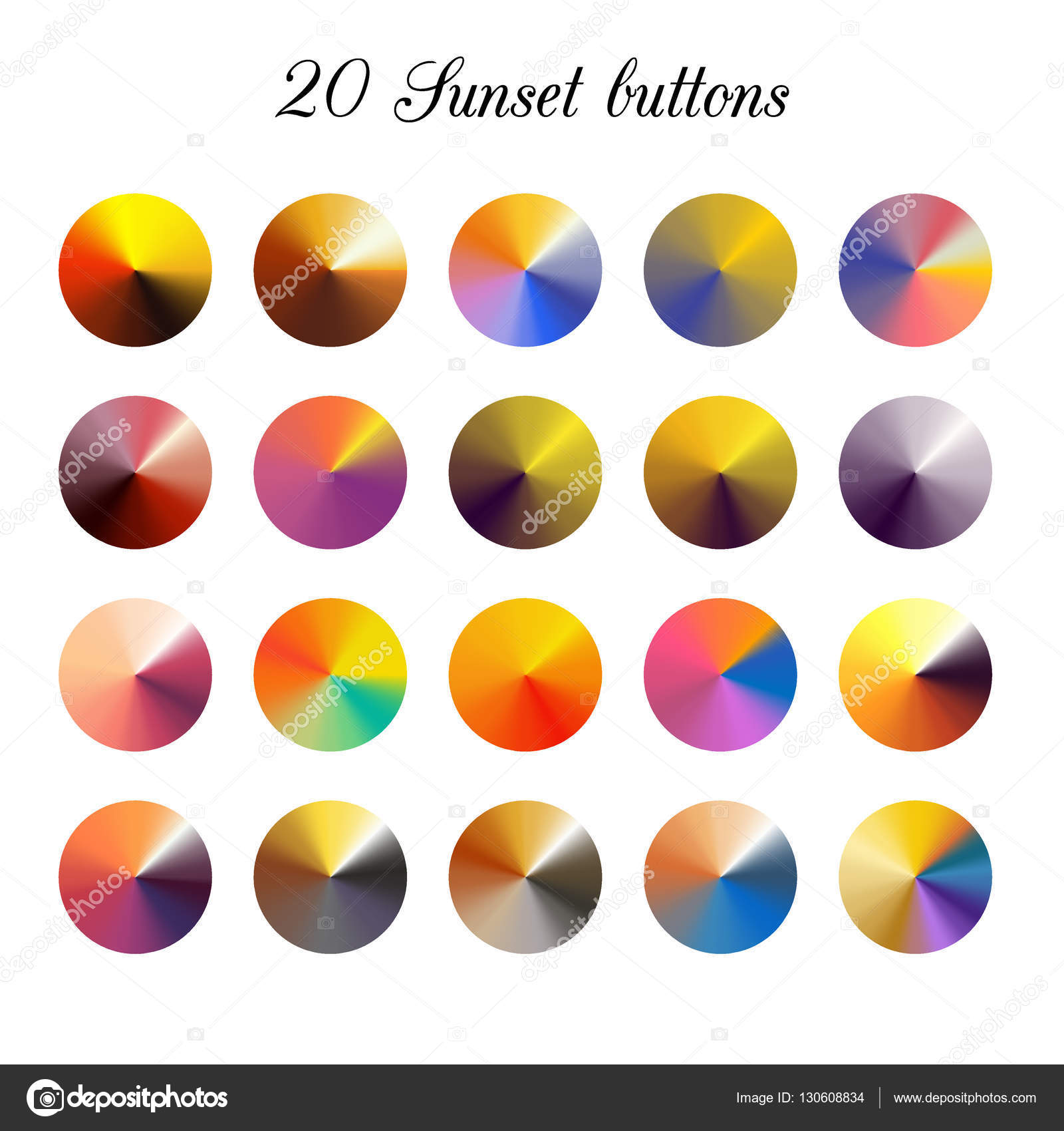 Sky gradient mesh background - sunset color collection buttons Stock ...