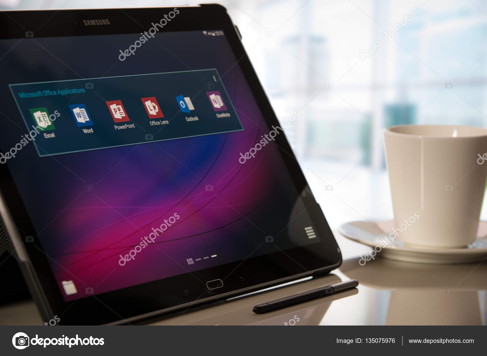 Microsoft Office Applications on Samsung Tablet with Android – Stock ...