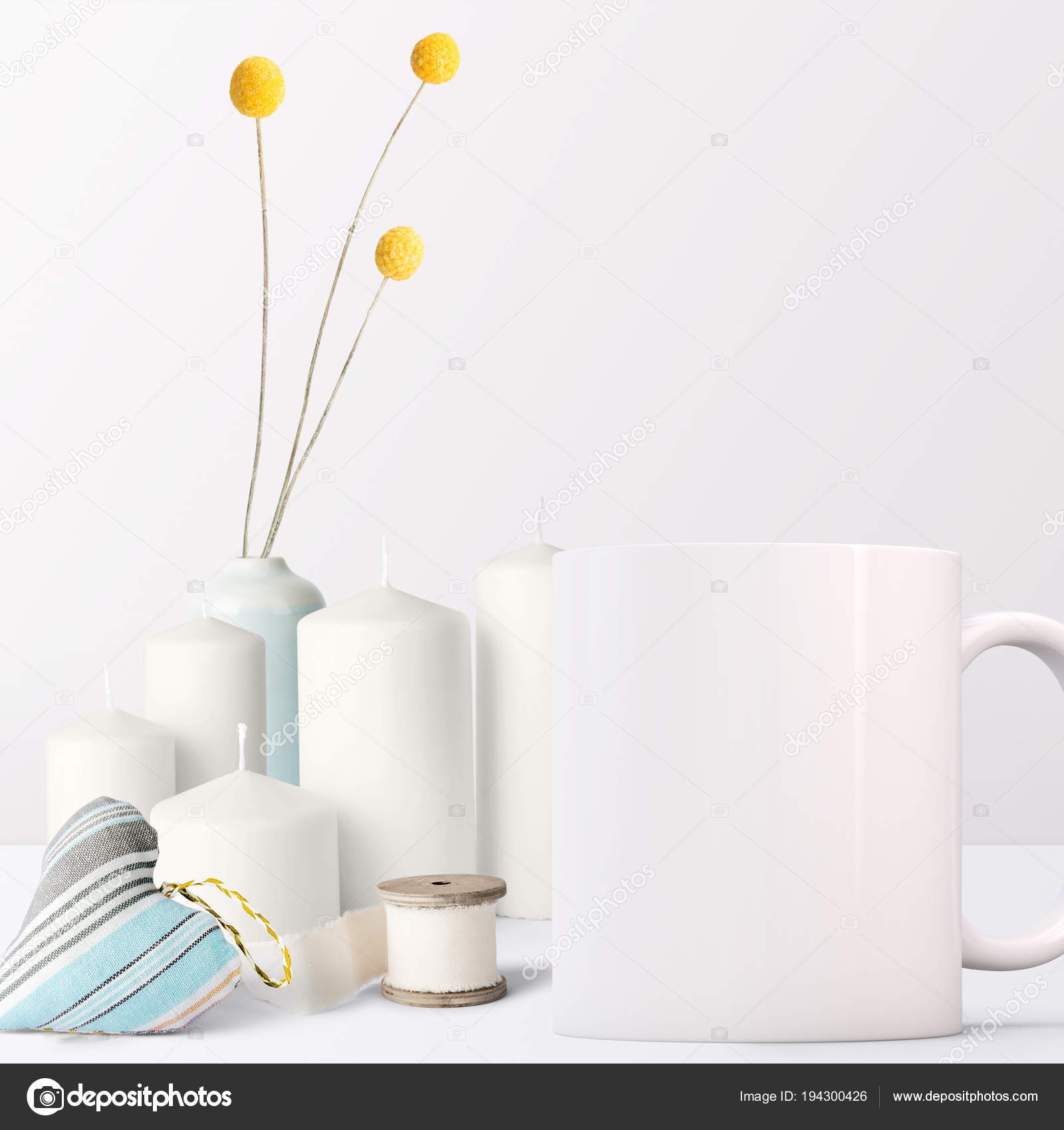 Pretty Mug Mockup Setup Candles Sewing Items Great Overlaying Your ... Pretty Mug Mockup Setup Candles Sewing Items Great Overlaying Your ...