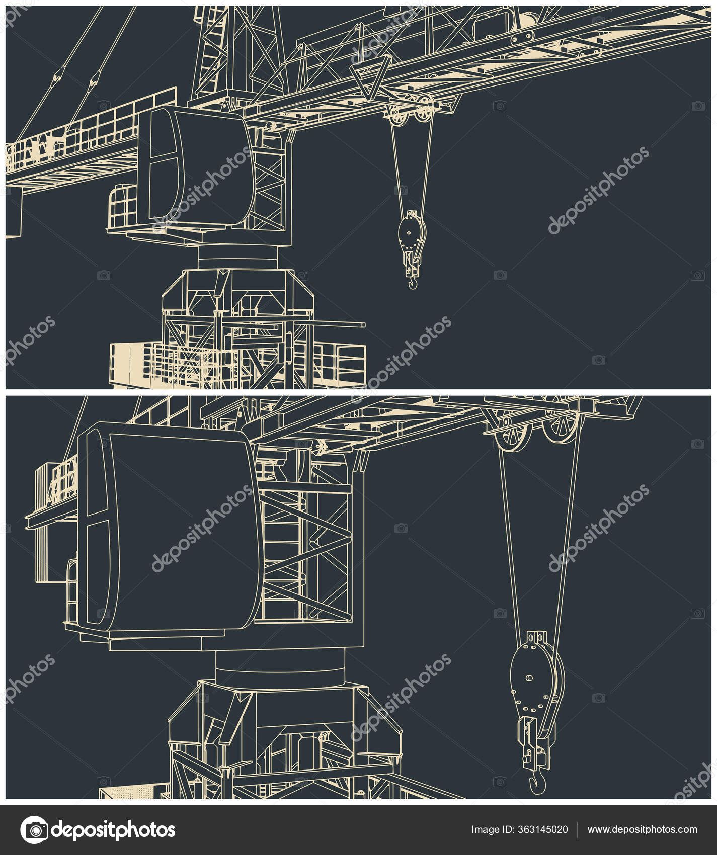 Stylized Vector Illustration Theme Construction Industry Construction Crane Close Stock Vector ...