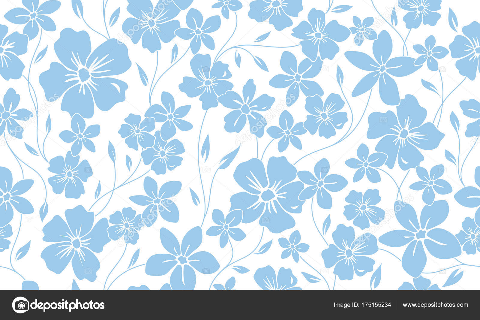 Simple Silhouette Classic Floral Seamless Pattern Flowers Ornament
