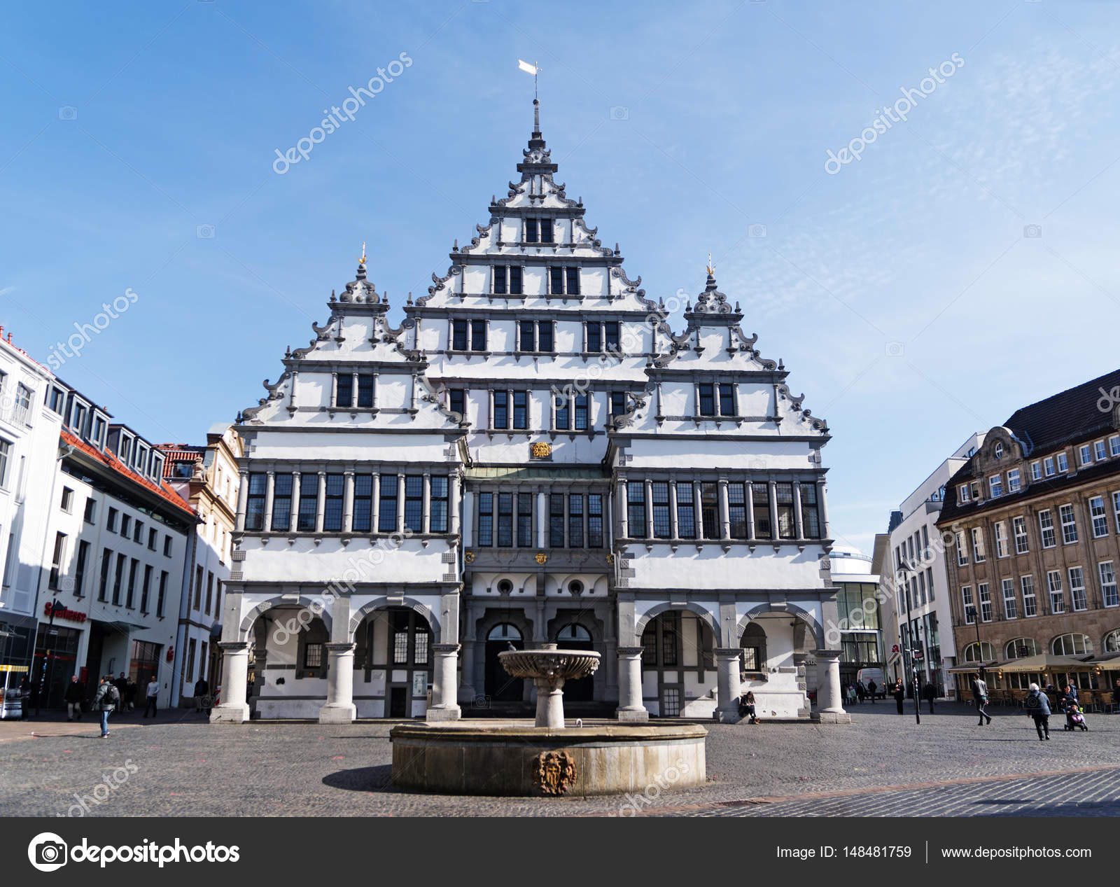 PADERBORN, GERMANY, MARCH 13, 2017: Renaissance town hall on the market ...