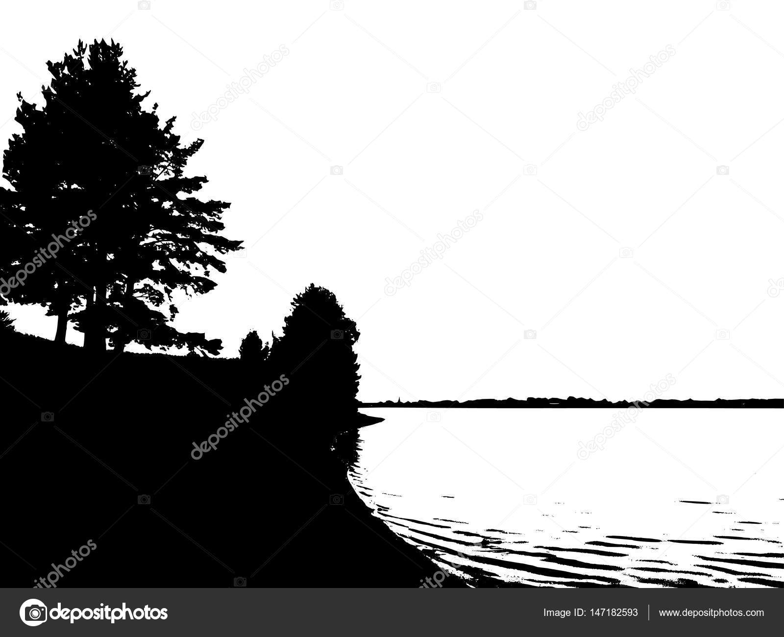 Black forest silhouette. Isolated on white background. Vector il Stock ...
