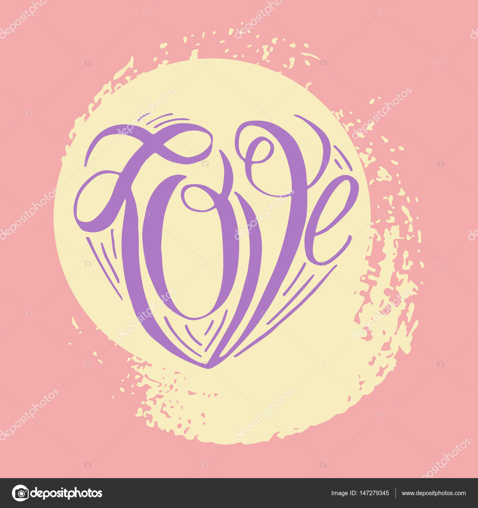 Hand lettering love on grunge brush background Stock Vector Image by ...