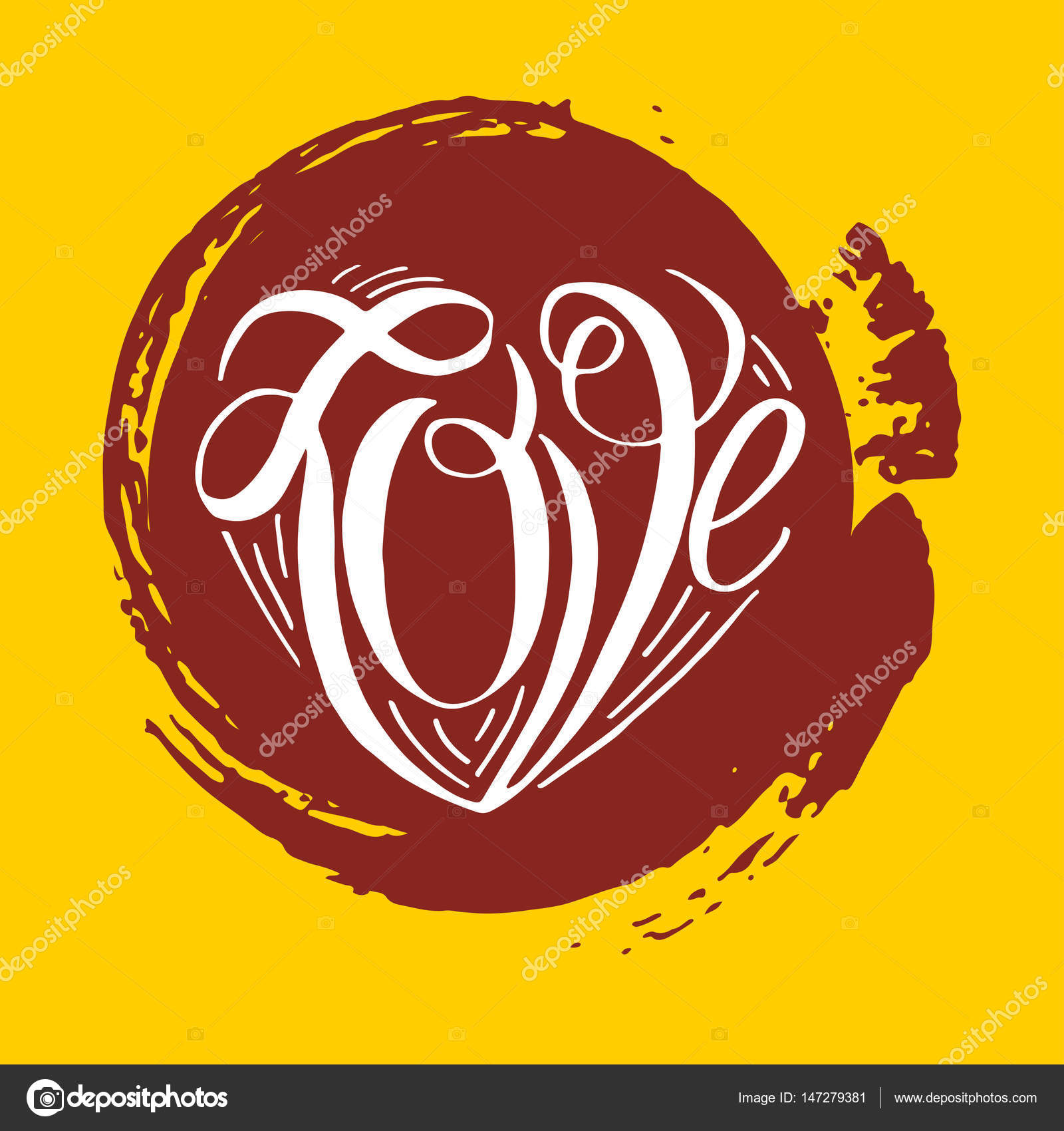 Hand lettering love on grunge brush background Stock Vector by ...