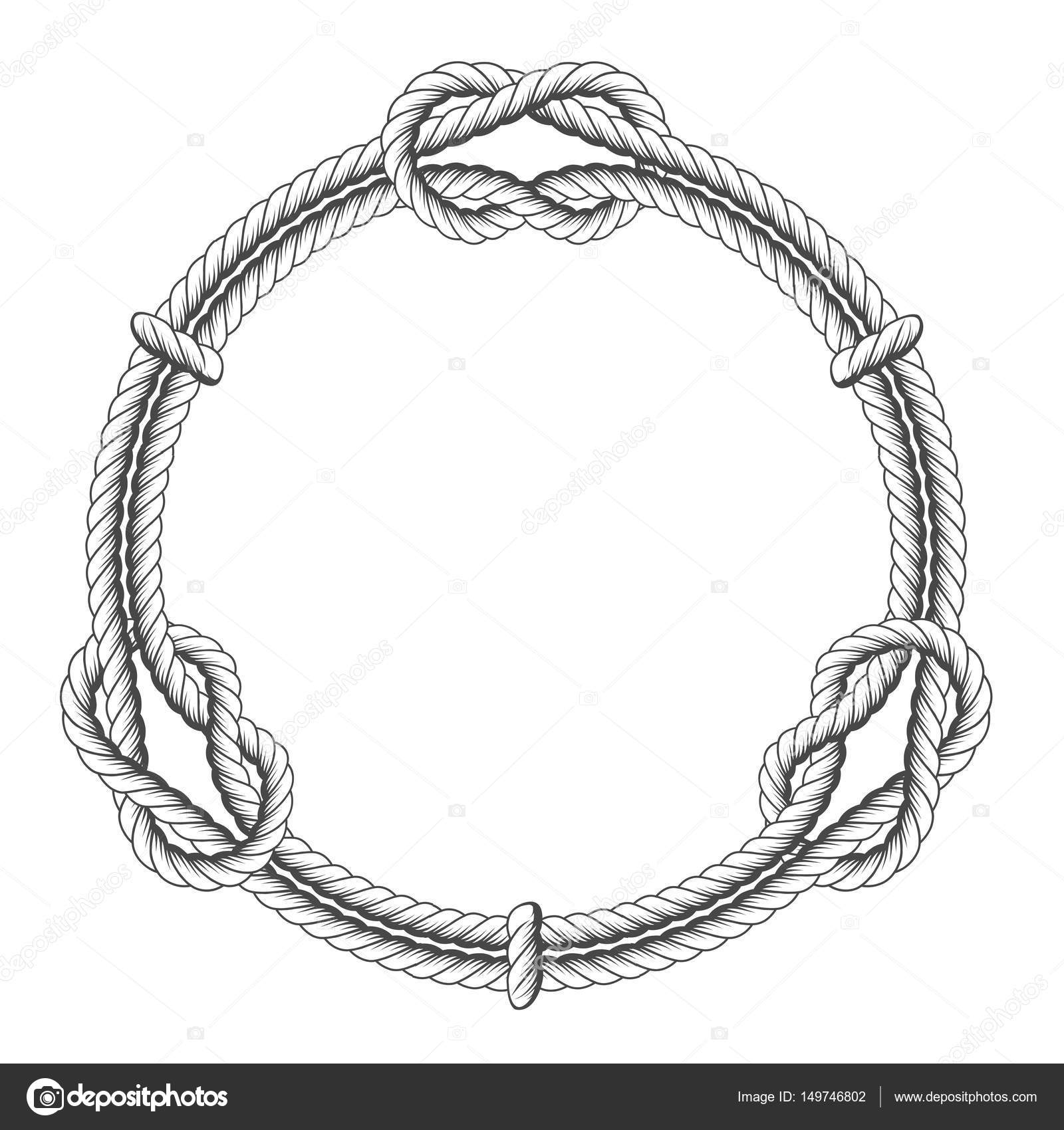 Twisted rope circle - round frame with knots Stock Vector Image by ...