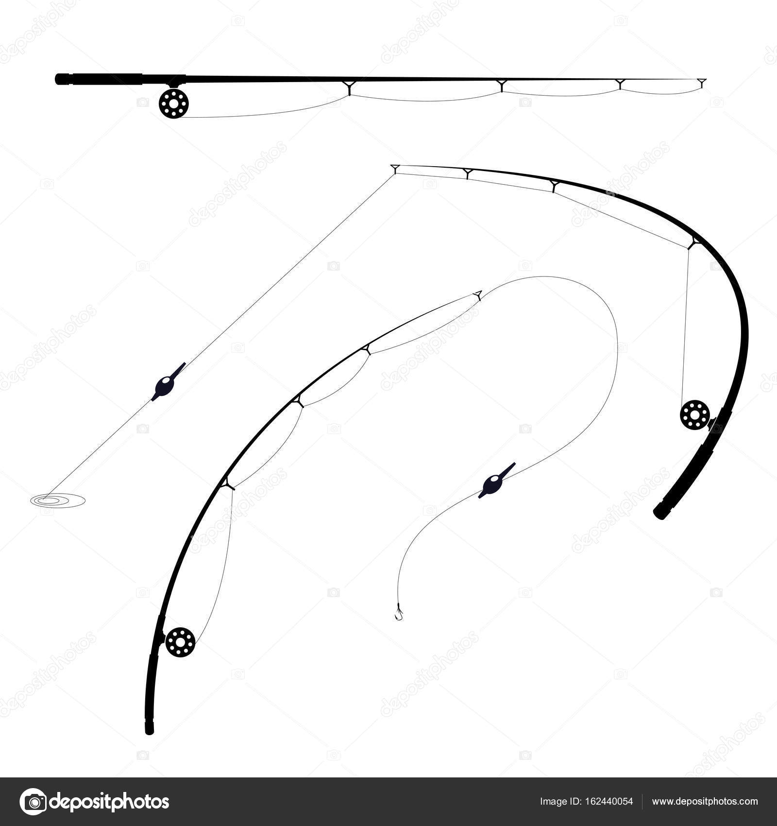 Fishing rods with spool and hook - bent and straight ⬇ Vector Image by ...