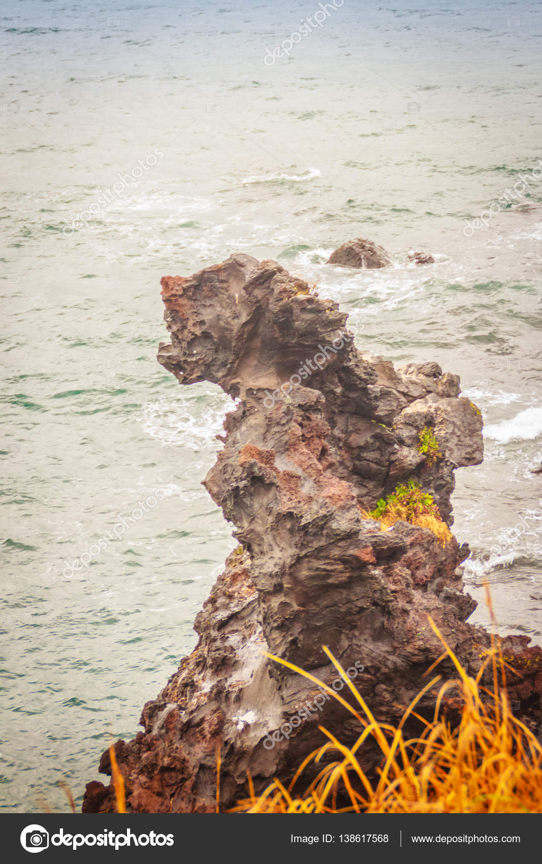 Yongduam also known as dragon head rock in Jeju Island, South Korea ...