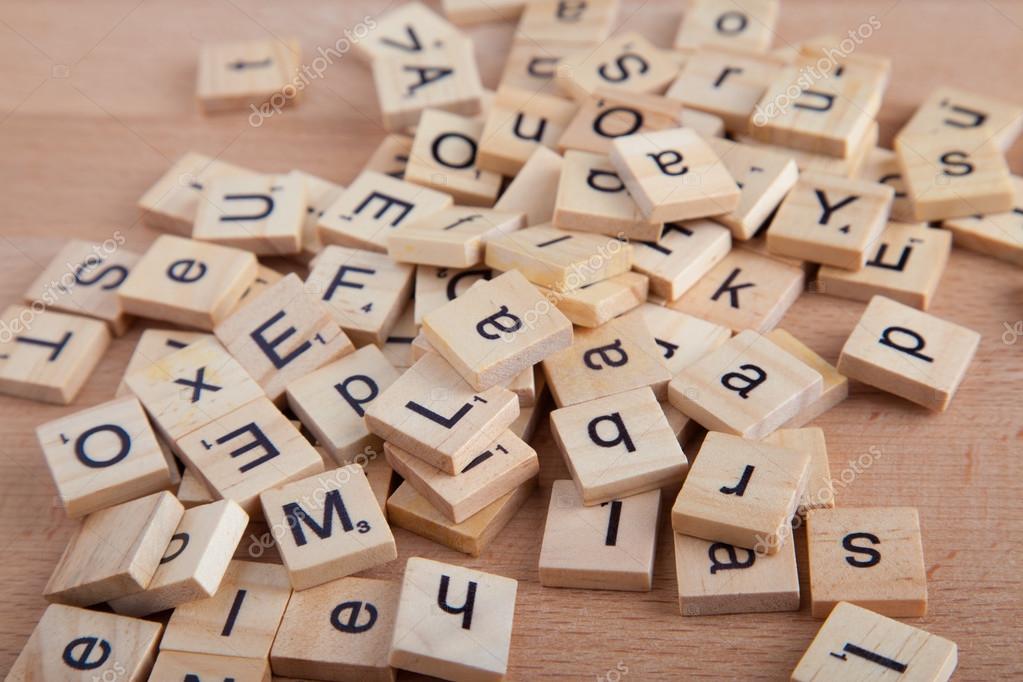 Pile of Scrabble letter blocks. Stock Photo by ©Halfbottle 125755144