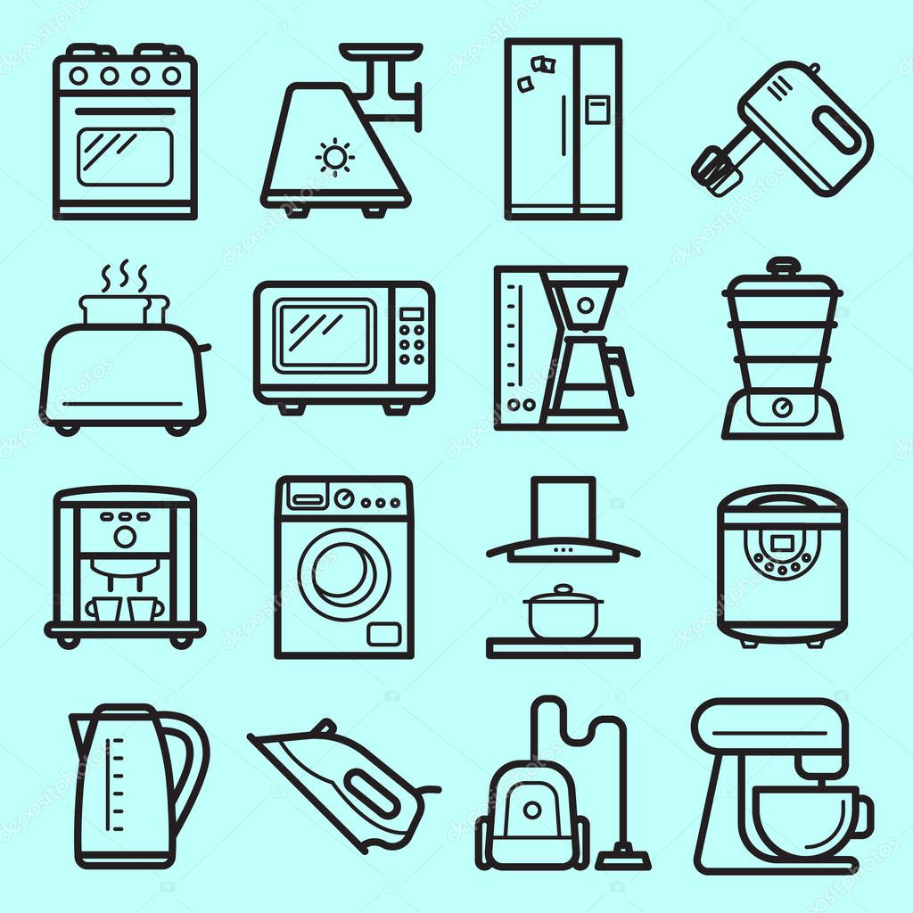 KItchen electronic appliances vector set made in line art style — Stock Vector © Julija_grozyan ...