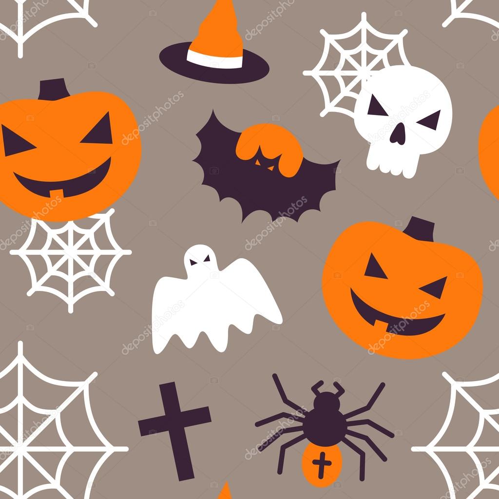 Patr n sin costuras de Halloween con iconos planos. Ilustraci n vectorial. Iconos coloridos ...