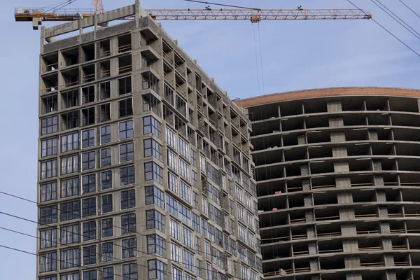 High-rise building under construction. Reinforced concrete frame. Start ...