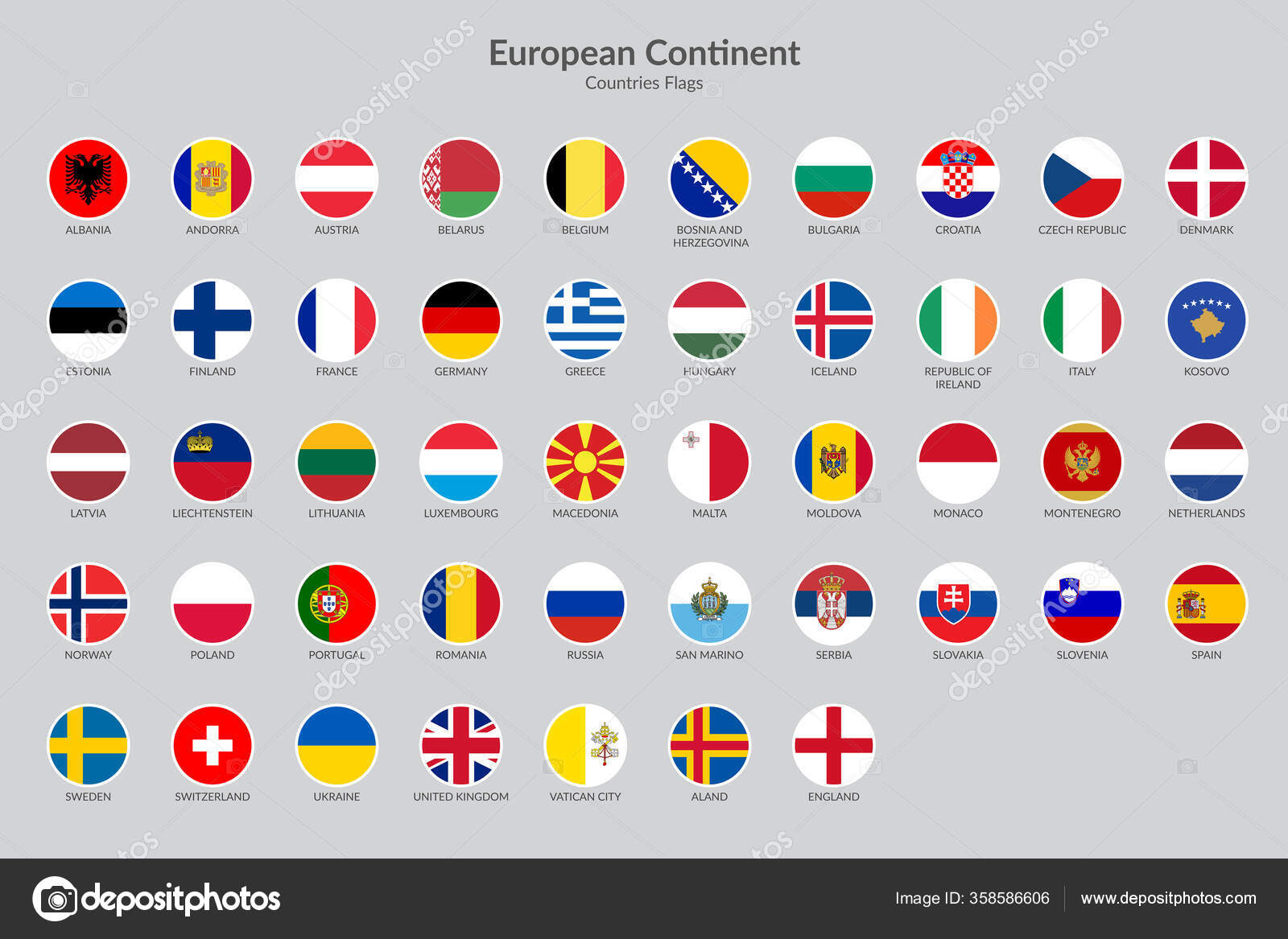 European Countries Flag Icons Collection Stock Vector Image by ...