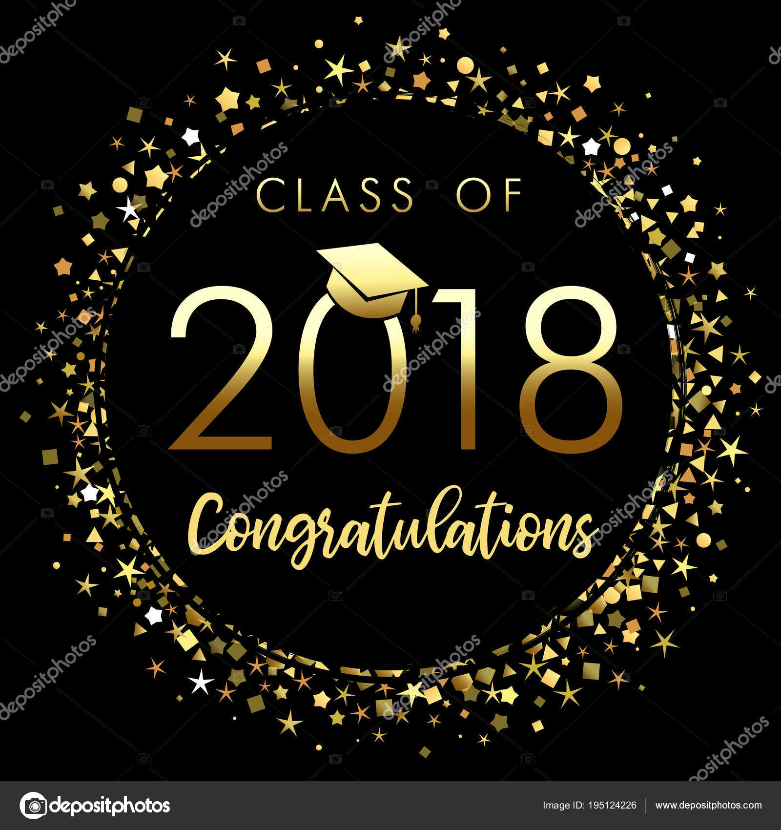 Gold Bling 2018 Graduation Invitations Blush Pink Glitter Stripe Photo