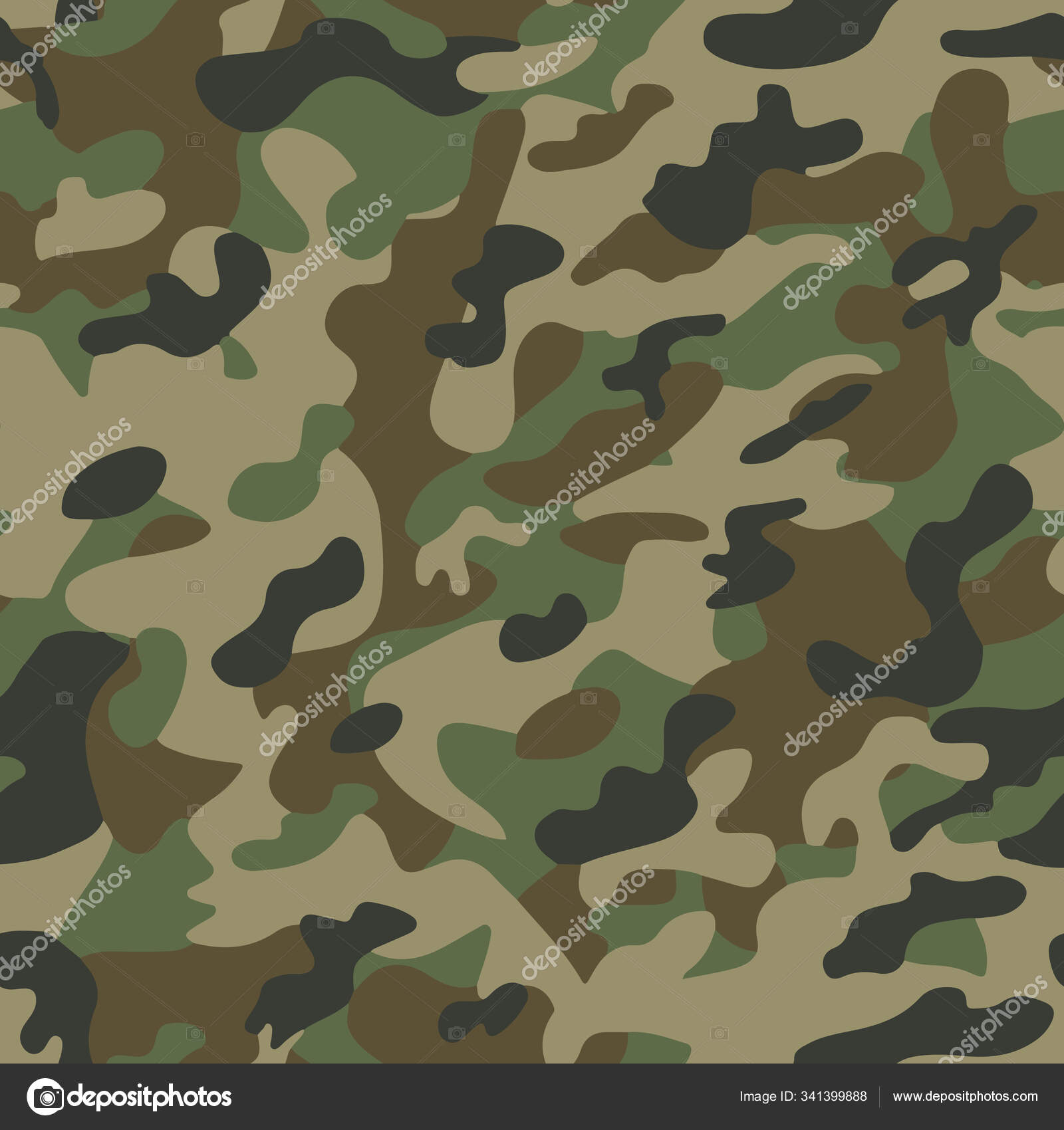 Texture Military Camouflage Seamless Pattern Green Vector Army Camo ...