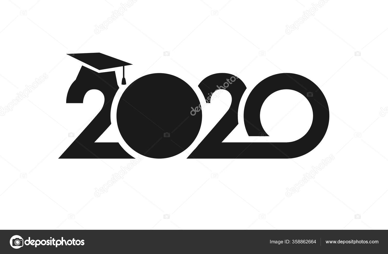 Class 2020 Year Graduation Sign Awards Concept Banner Monochrome Style ...