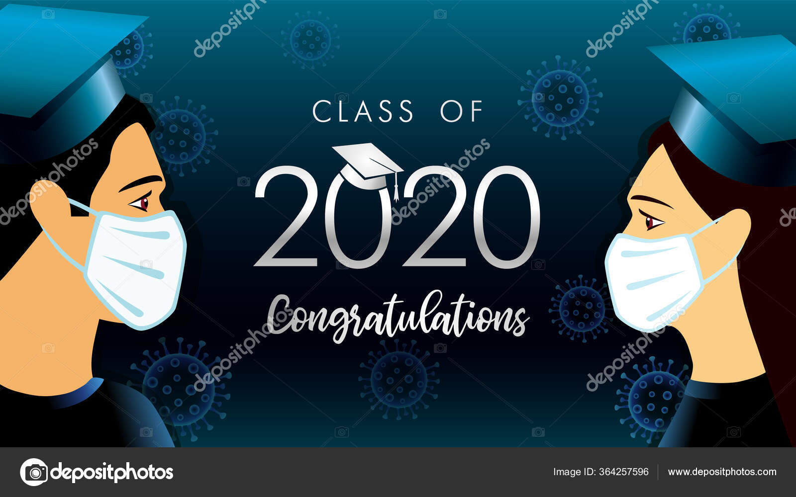 Class 2020 Congratulation Graduate Social Distancing Concept Vector ...