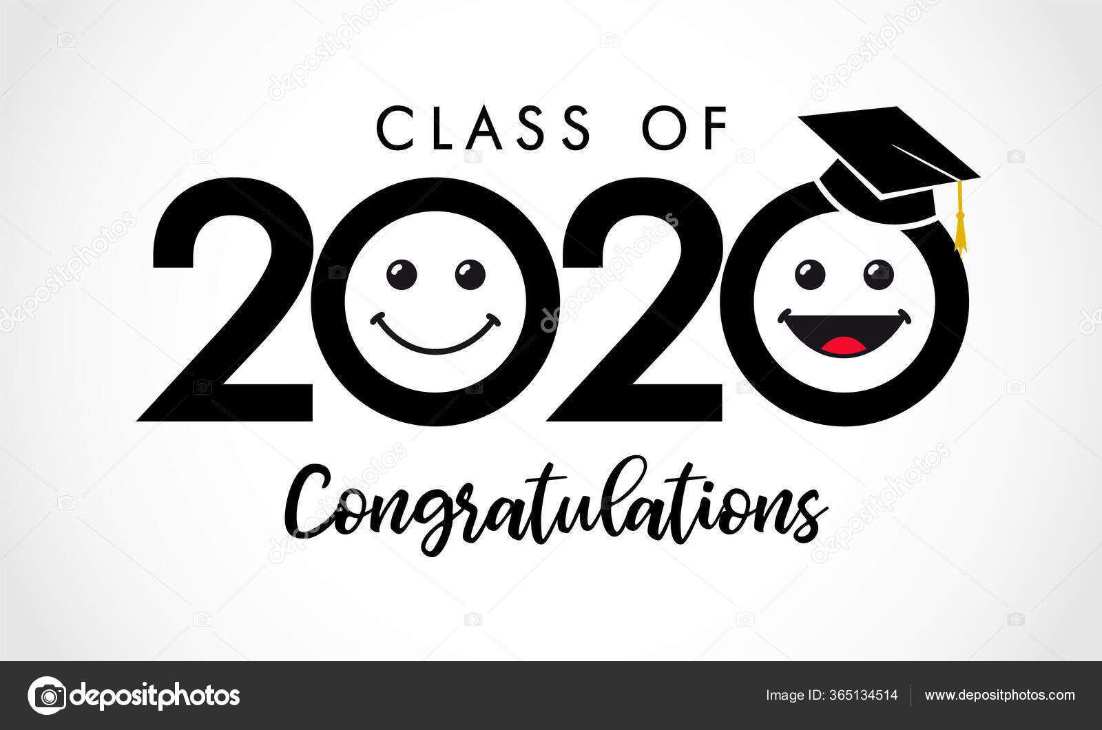 Class 2020 Congratulations Emoticon Icons Academic Hat Vector ...