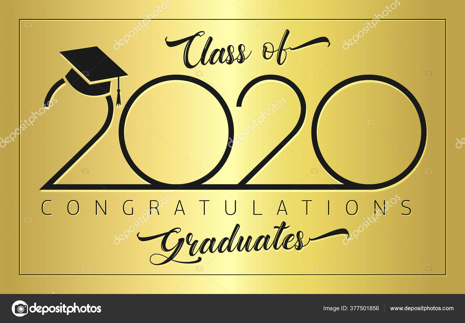 Class 2020 Year Graduation Sign Awards Concept Banner Monochrome Style ...
