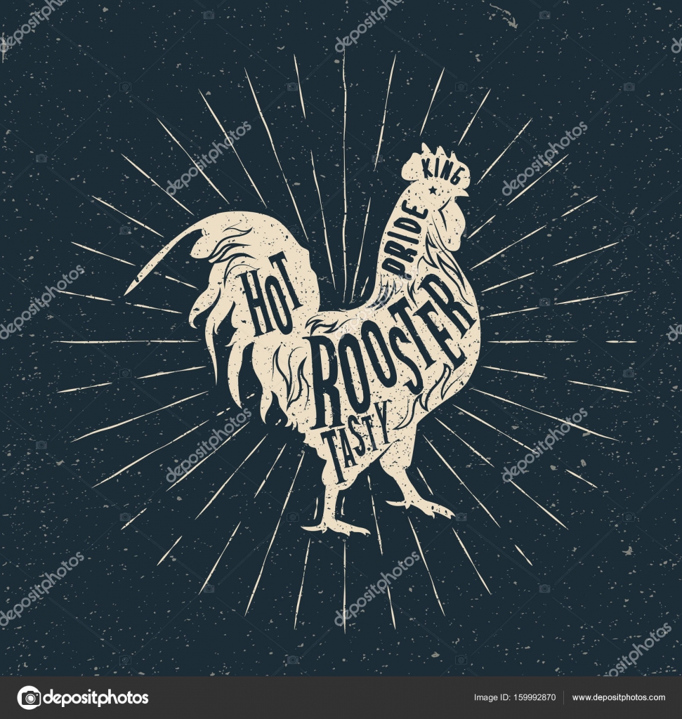 Rooster label. Vintage styled vector illustration Stock Vector by ...