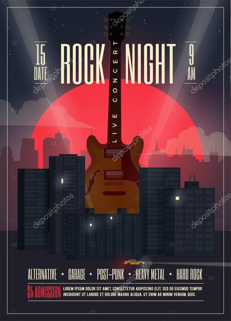 Concierto en vivo Rock Night Poster, Flyer, Plantilla de banner para su ...
