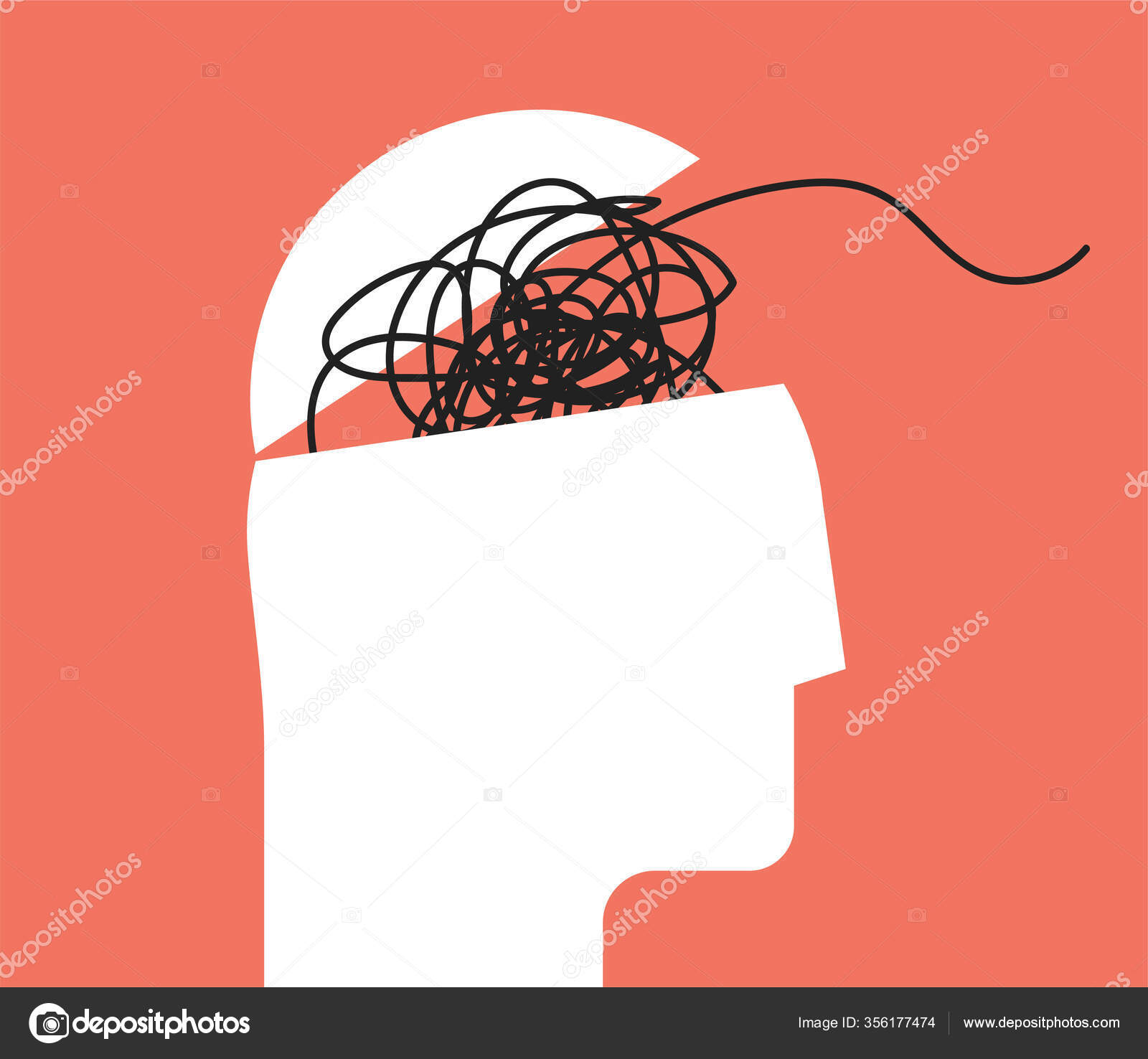 ADHD Attention disorder vector illustration of humans head silhouette ...