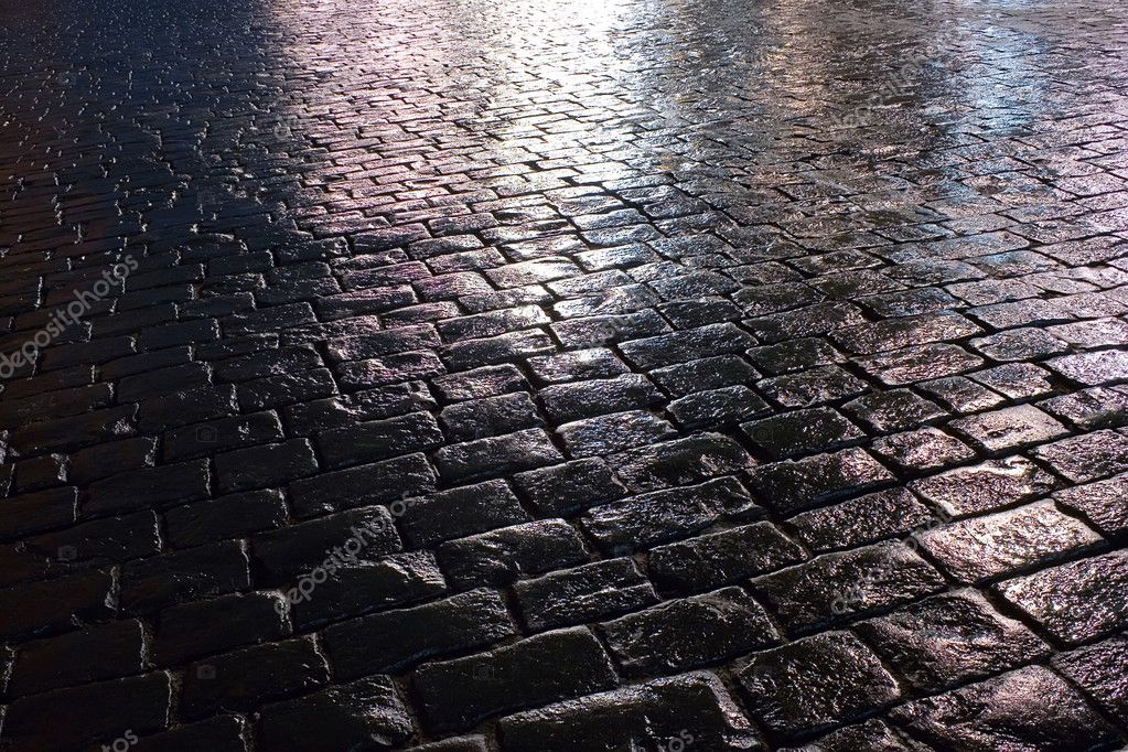 Wet Street Pavement
