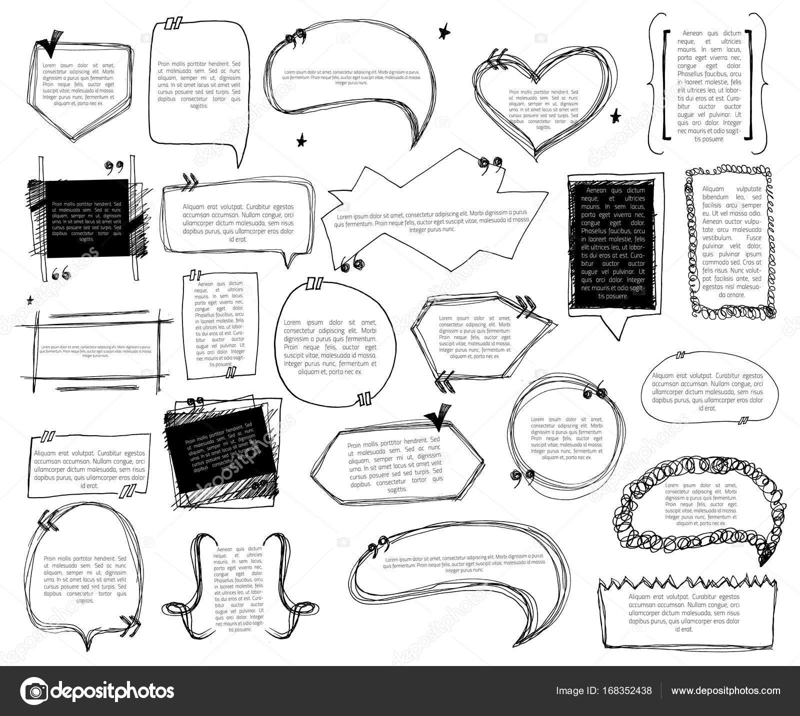 Set of sketch note bubbles for citates on white background. Templates ...