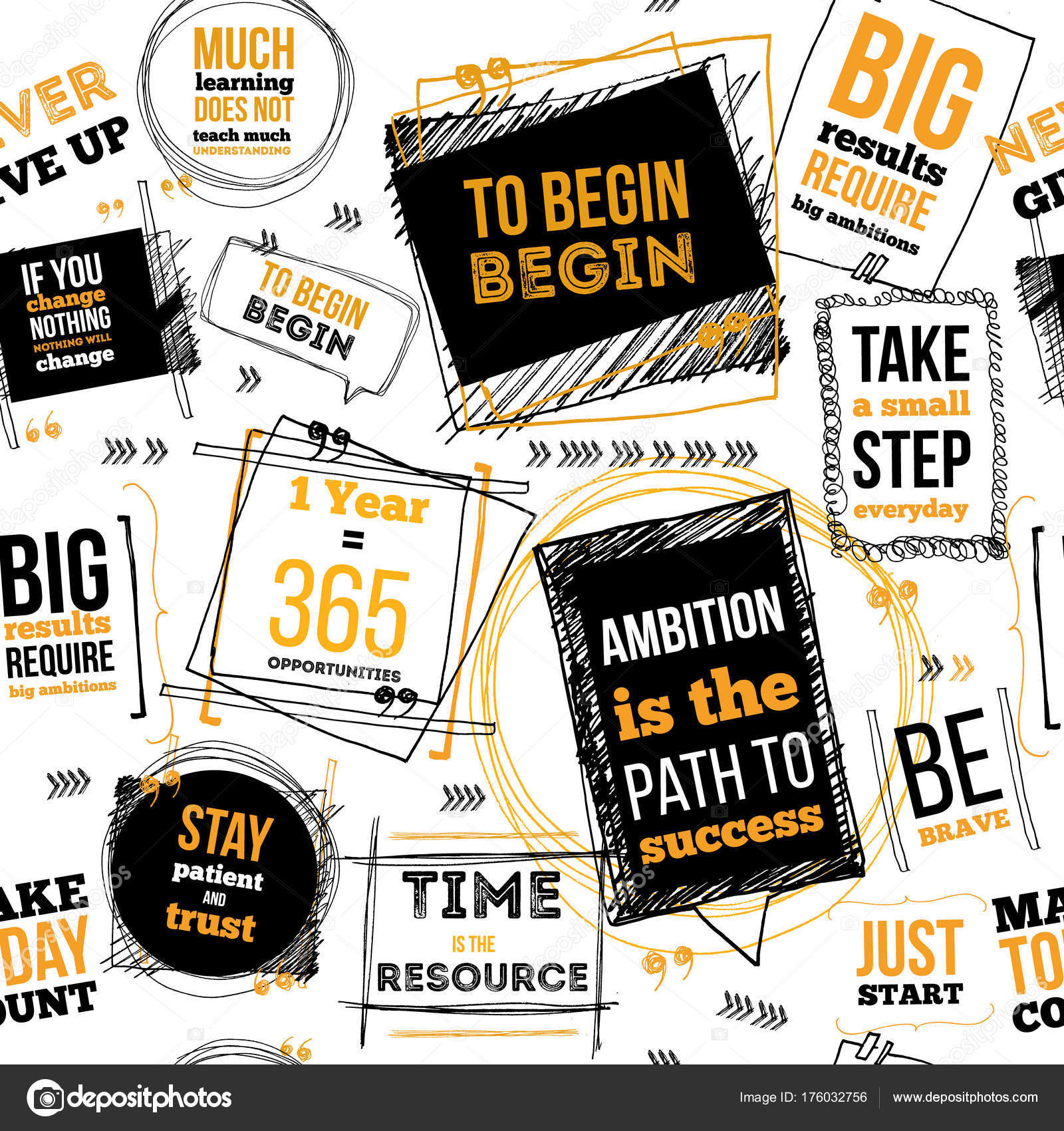 Typography phrase seamless pattern. Motivation quote vector ...