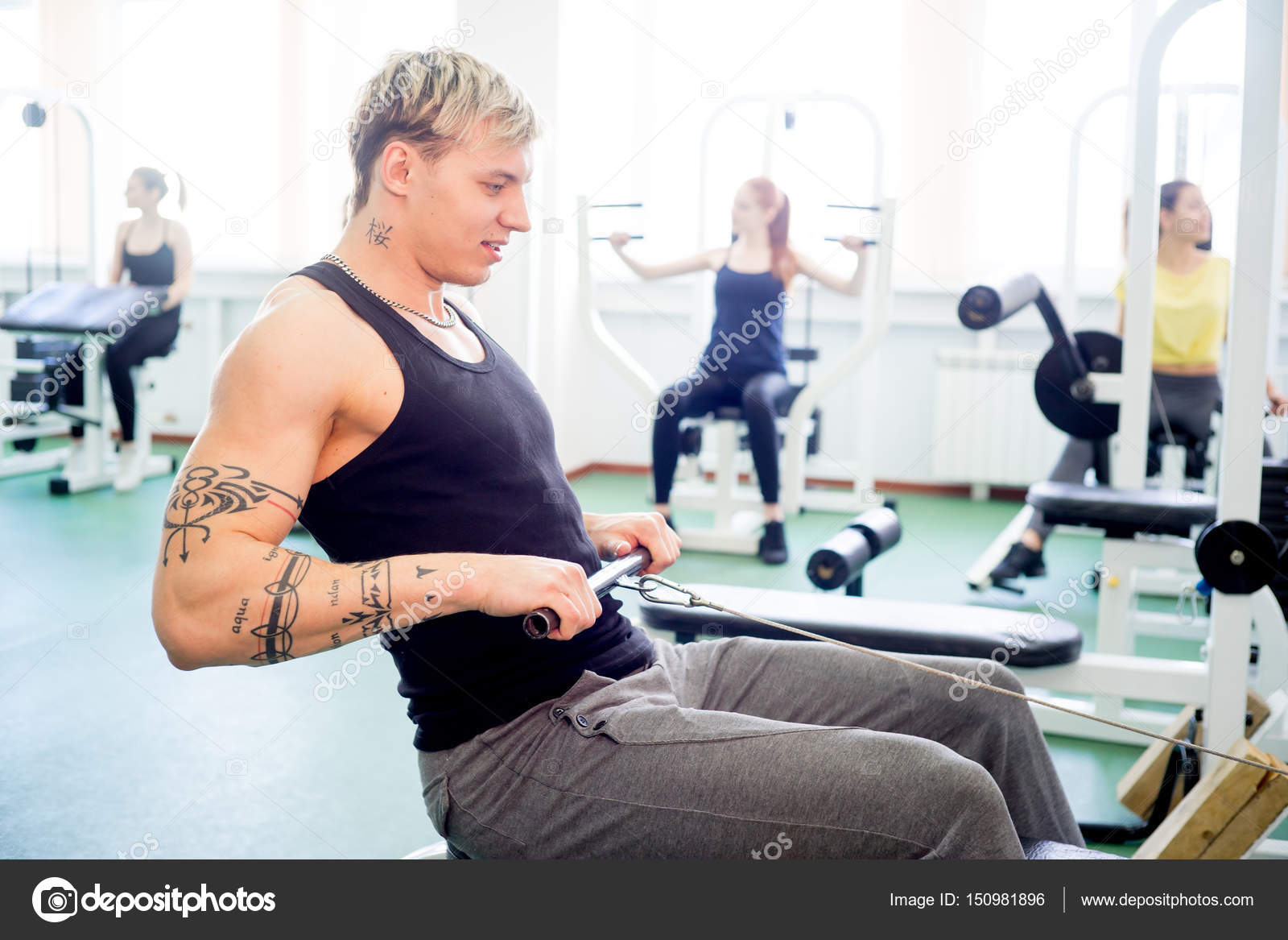 Man workout at gym — Stock Photo © Lenanichizhenova #150981896