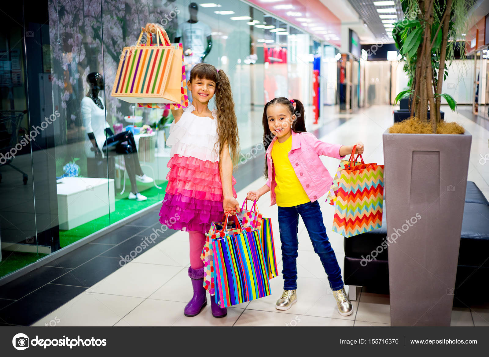Kids Shopping At The Mall