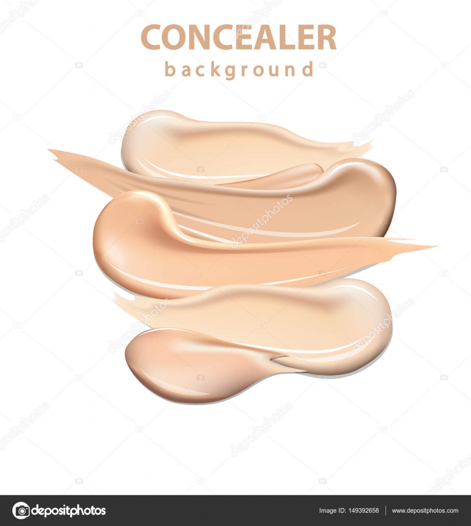 Cosmetic concealer smear strokes isolated on white background, tone ...