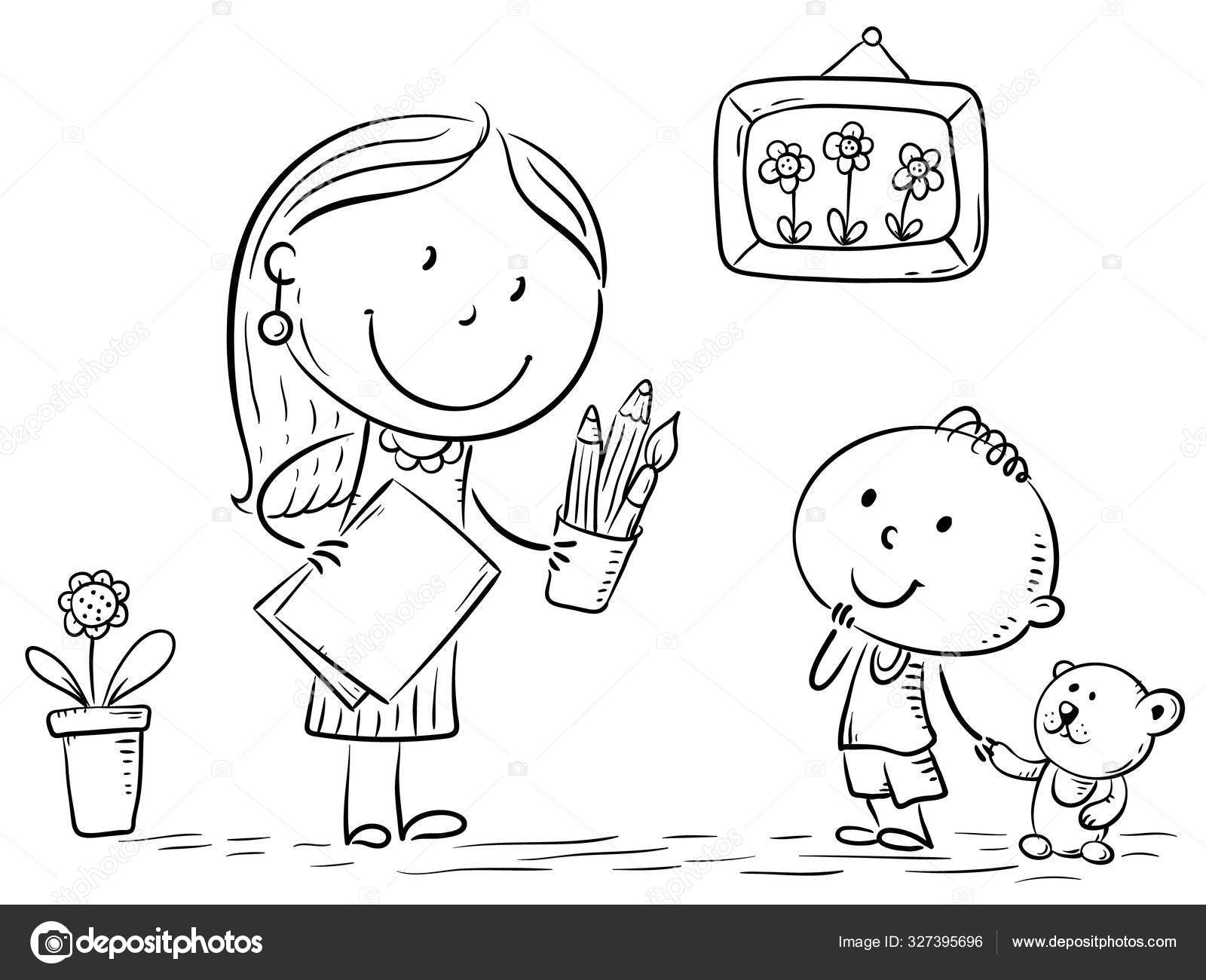 Profesor Escritorio Clipart Blanco Y Negro