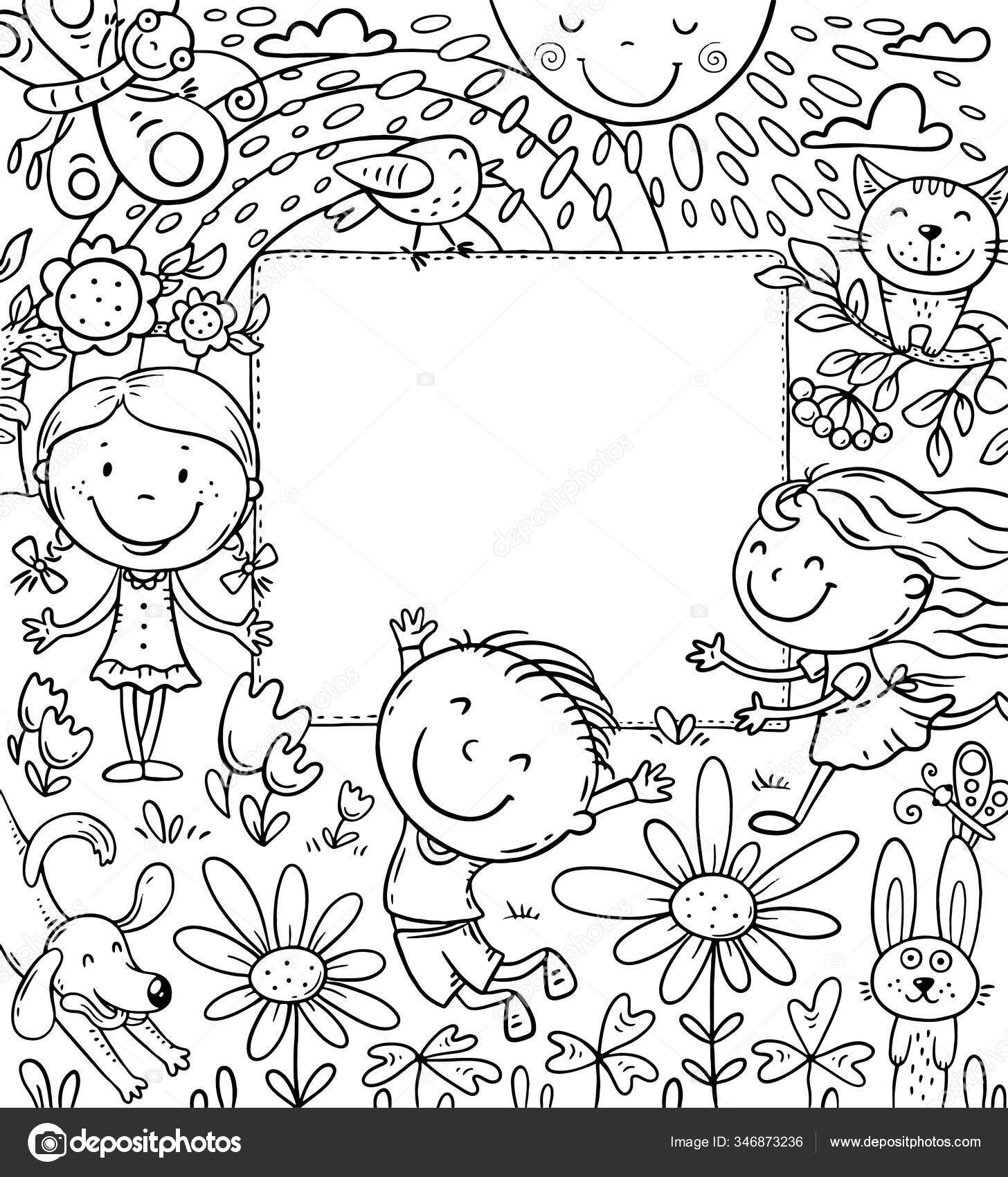 Kids Page Border Black And White