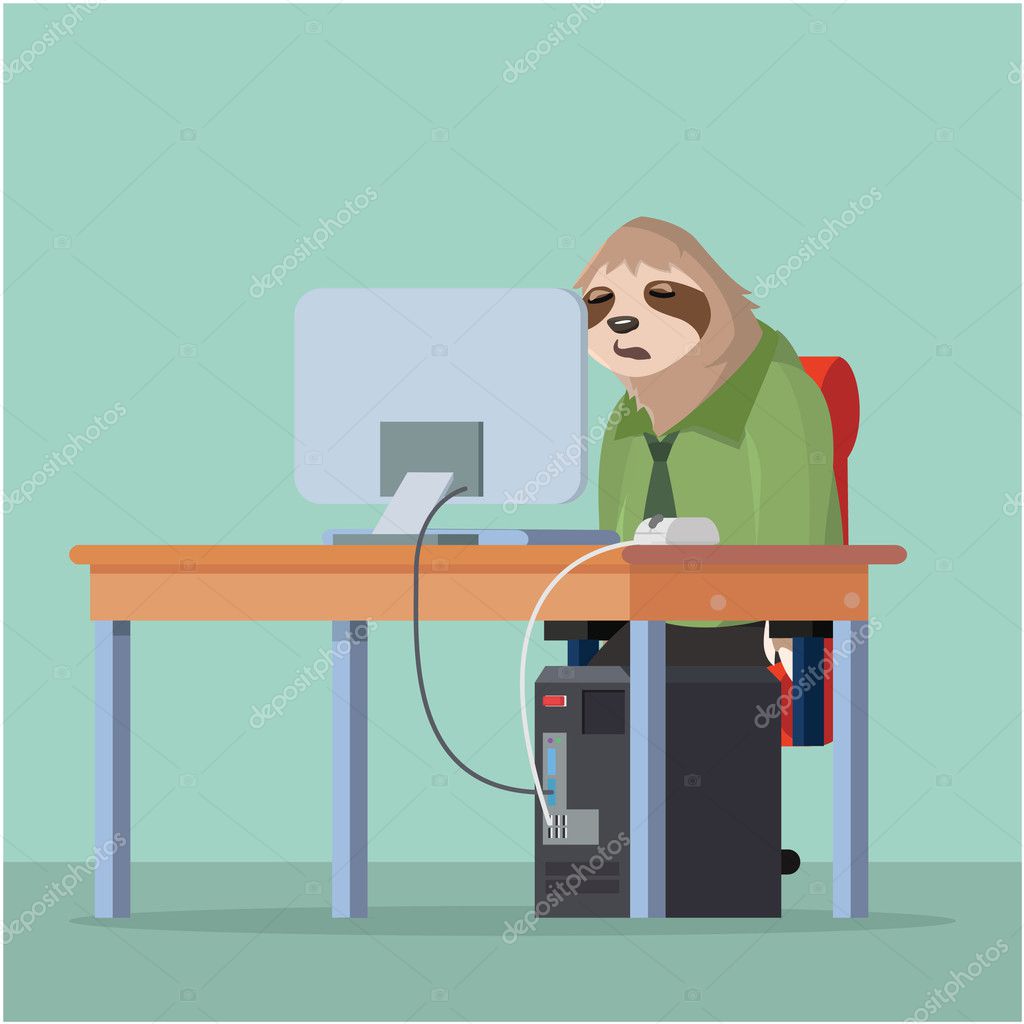Sloth sleep while work — Stock Vector © funwayillustration #126579882