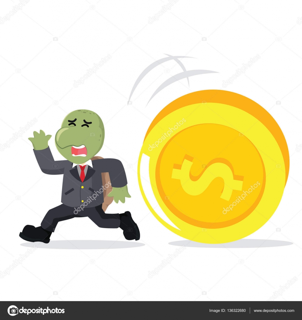 Business turtle running from giant coin Stock Vector Image by ...