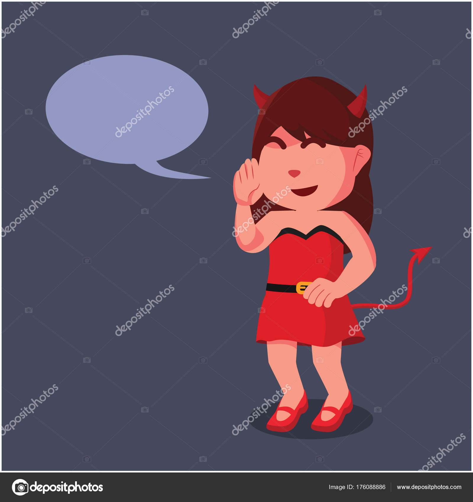 Red Devil Girl Bubble Chat — Stock Vector © funwayillustration #176088886