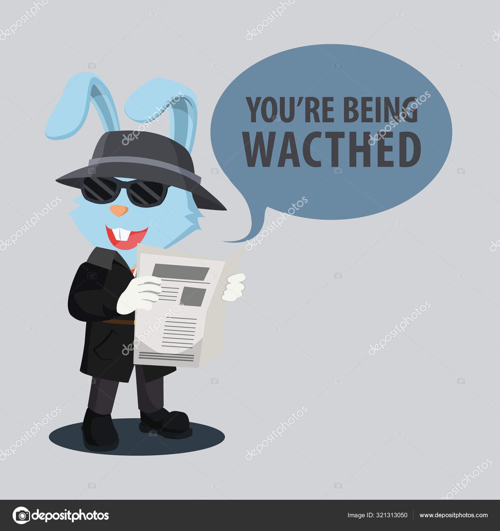 Detective Rabbit Reading Newspaper Vector Stock Vector by ...