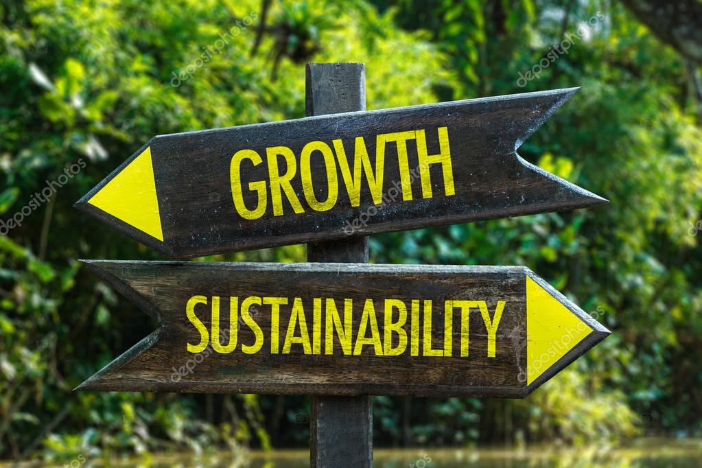 Growth vs Sustainability wooden roadsign — Stock Photo © gustavofrazao ...